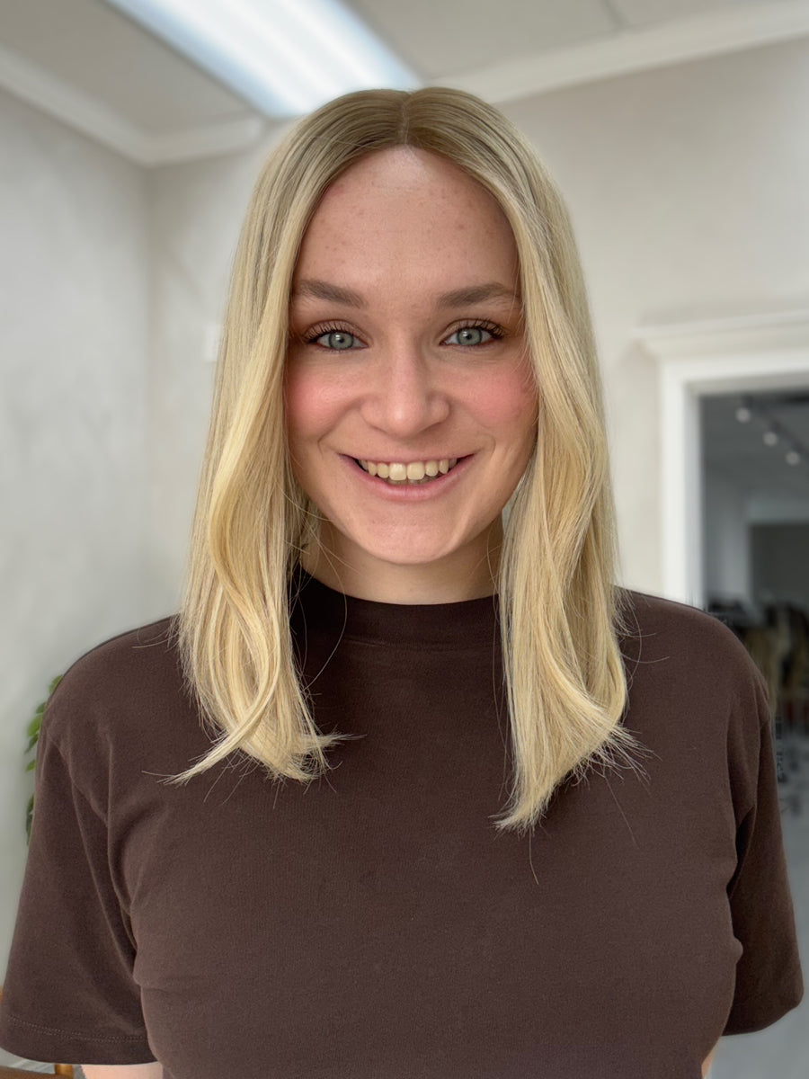Silk or Lace Closed Lace Topper 2.0 - Alison Beige Blonde With Root 16